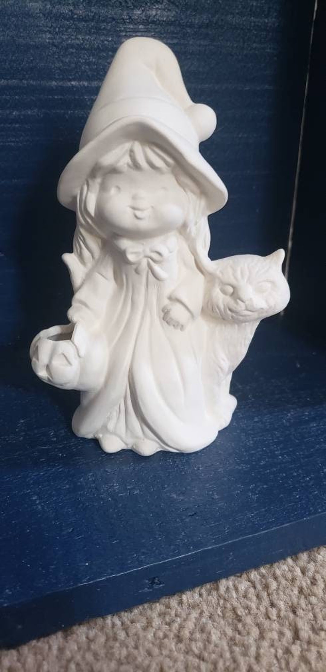 Ceramic Witch and Her Best Friend, Kitty Ready for Trick or Treat ...