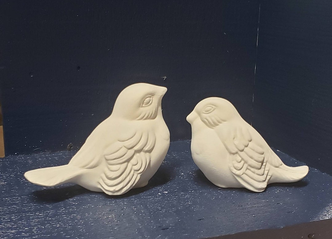 Ceramic Bisque Ornate Puffy Bird Set Ready to Paint - Bisque Birds ...