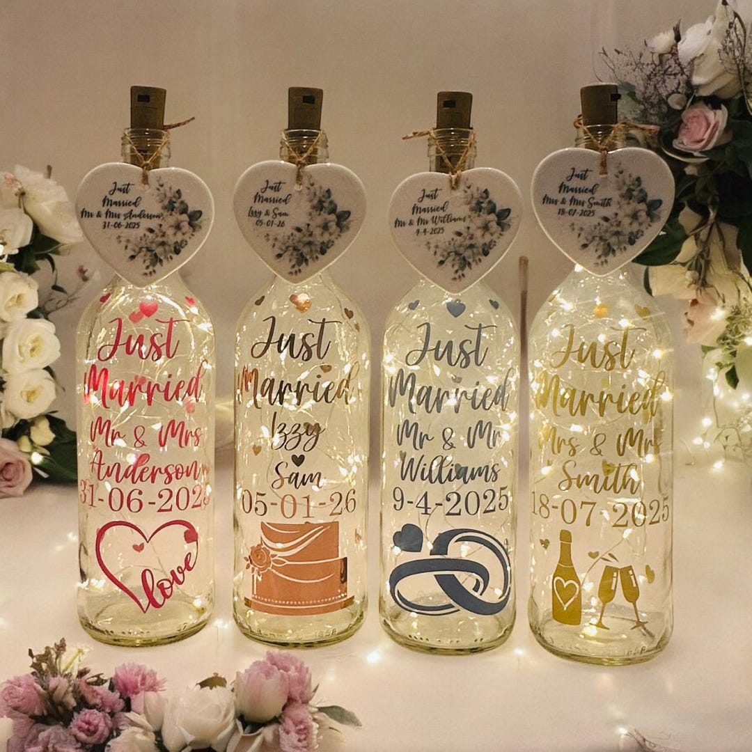 Personalised Mr & Mrs Surname and Date Freestanding Wedding Bottle ...