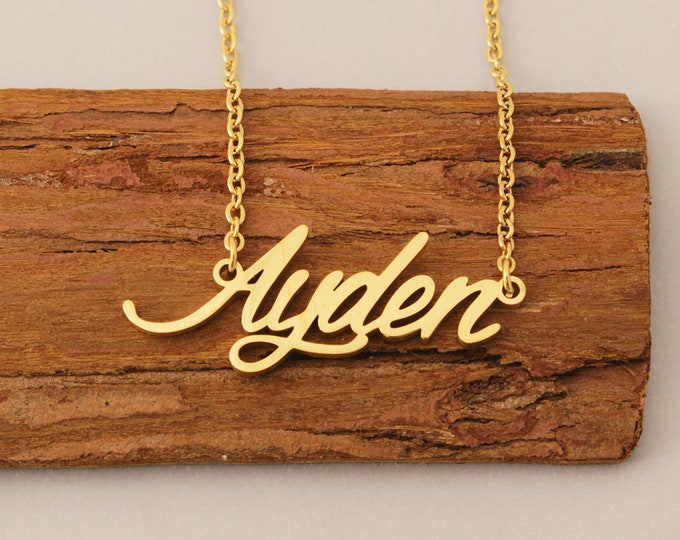 Custom Ayden Name Necklace Personalized Necklace Dinty - Etsy