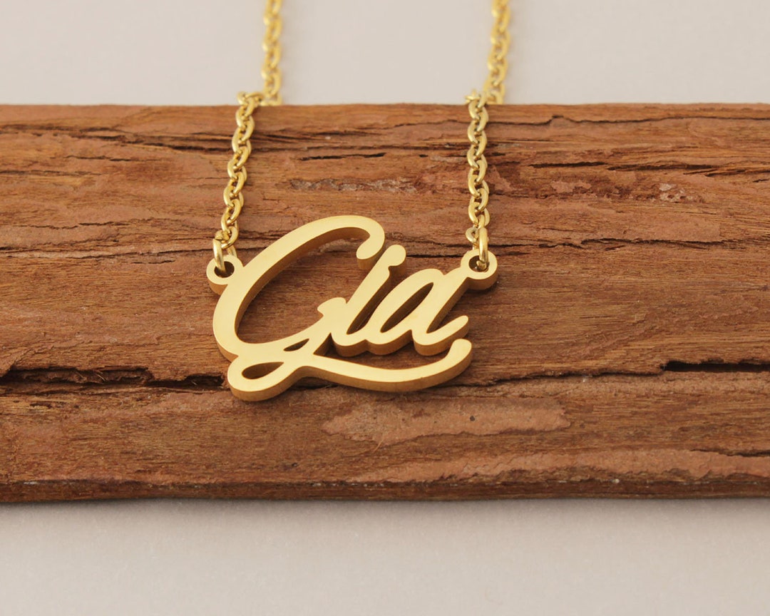 Name Necklace, Initial Necklace, Custom Gia Name Pendant, Minimalist ...
