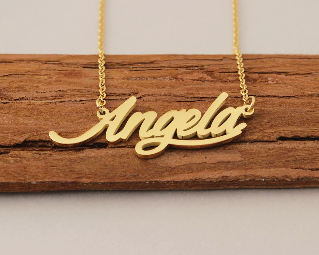 Custom Name Necklace, Angela Name Pendant, Initial Necklace for Women ...