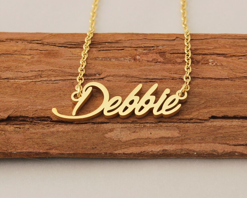 Name Necklace Custom Debbie Name Necklace Cursive Any Name - Etsy UK