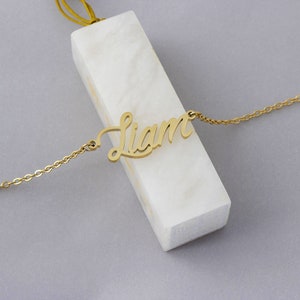 Custom Name Necklace, Liam Nameplate Necklace, Cursive Any Name ...