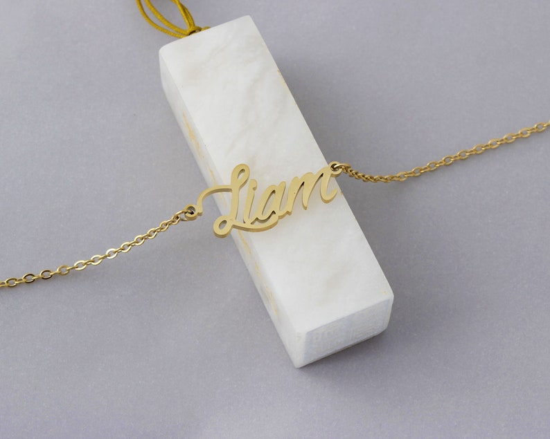 Custom Name Necklace Liam Nameplate Necklace Cursive Any - Etsy