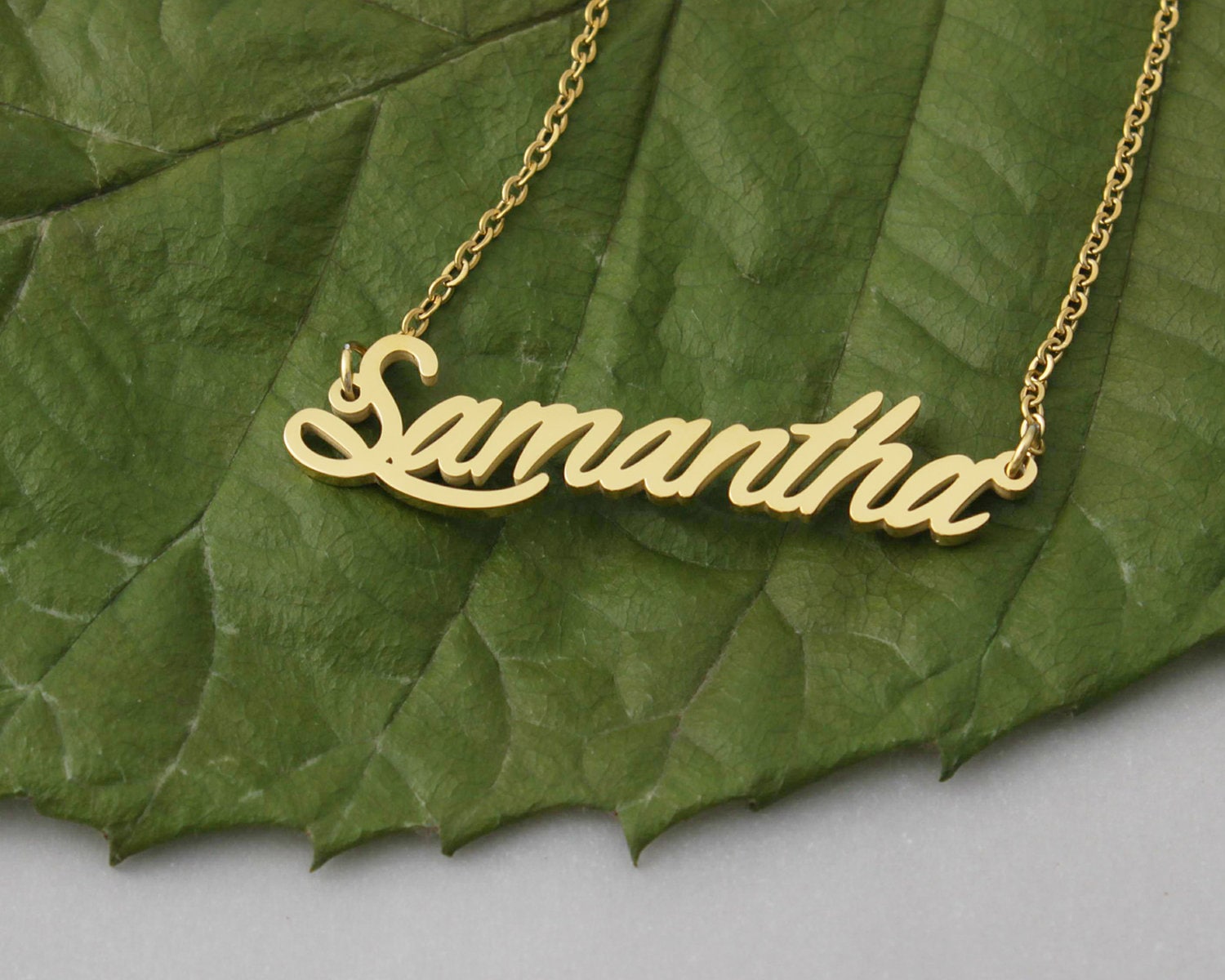 Custom Name Necklace, Samantha Gold Plated Necklace, Initial Necklace ...