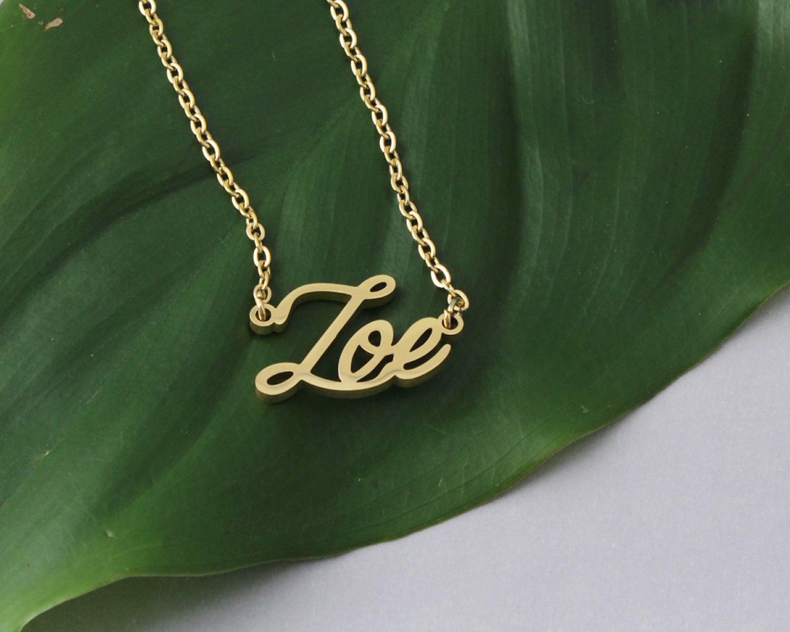 Name Necklace, Zoe Initial Name Necklace, Custom Jewelry With Gold ...