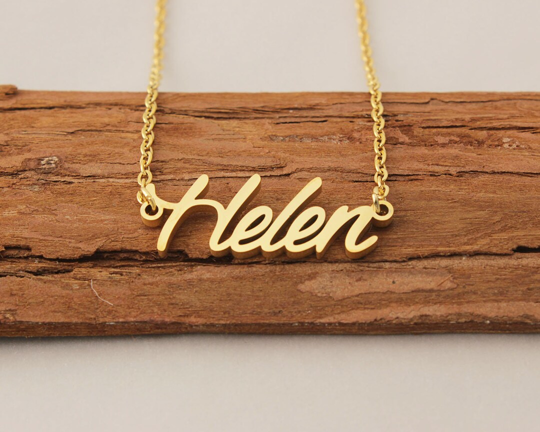 Custom Name Necklace, Helen Name Necklace Gold, Minimalist Necklace ...