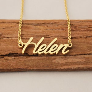 Custom Name Necklace, Helen Name Necklace Gold, Minimalist Necklace ...