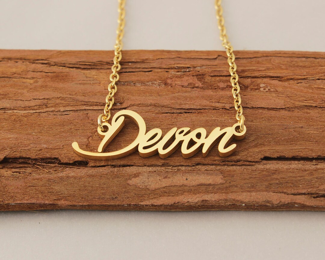 Name Necklace, Devon Name Necklace Personalized, Engraved Necklace With ...