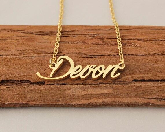 Name Necklace Devon Name Necklace Personalized Engraved - Etsy