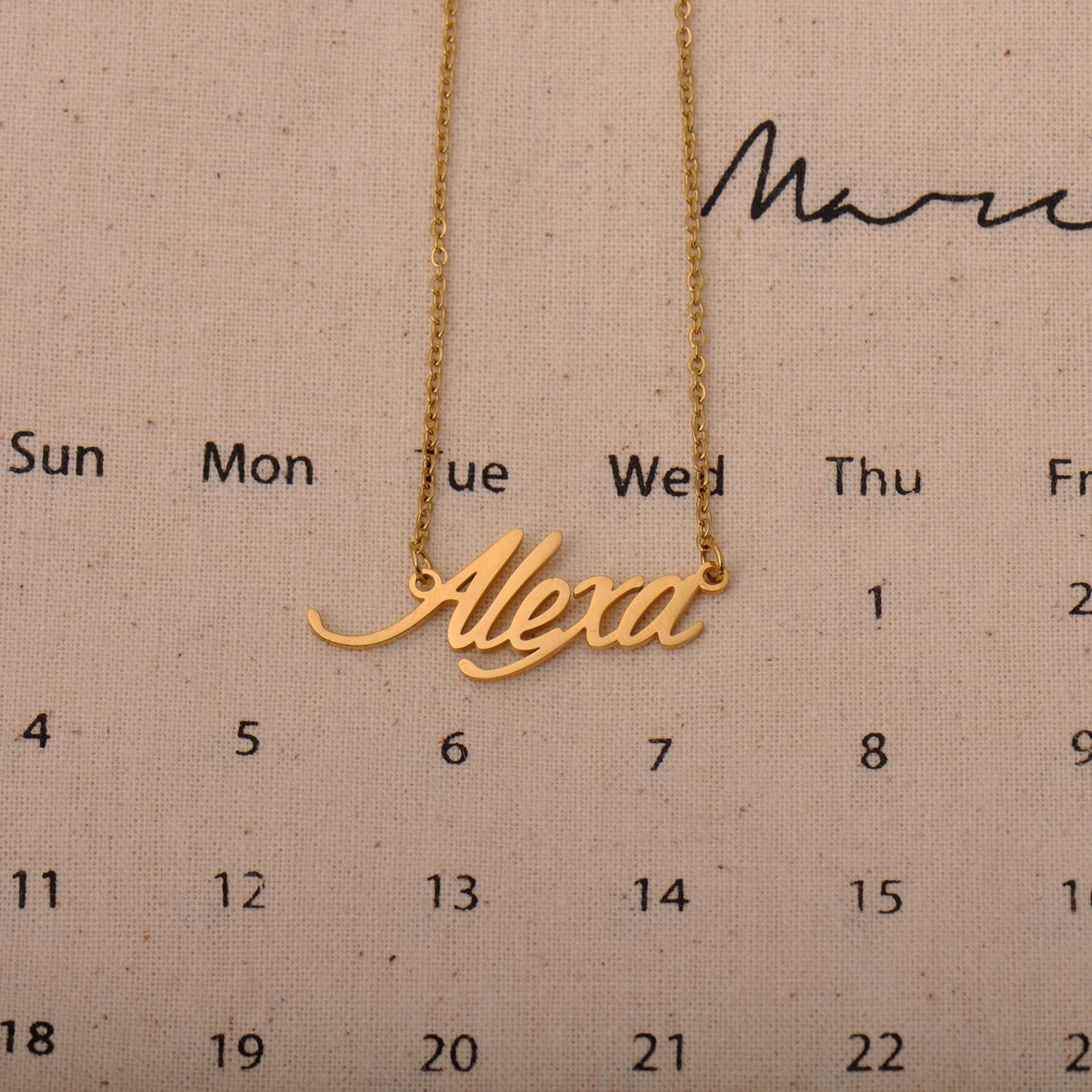 Name Necklace, Alexa Name Necklace Gold, Engraved Any Name on Necklace ...