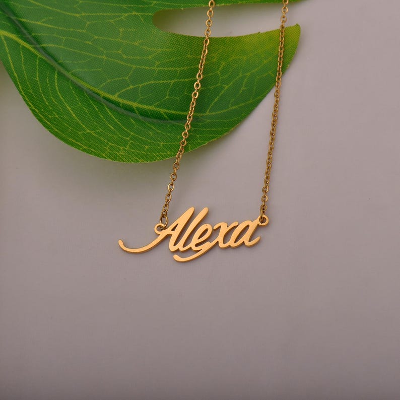 Name Necklace, Alexa Name Necklace Gold, Engraved Any Name on Necklace ...