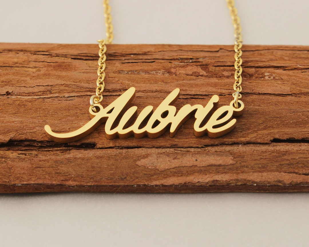 Name Necklace, Custom Aubrie Name Necklace, Couples Necklace, Perfect ...