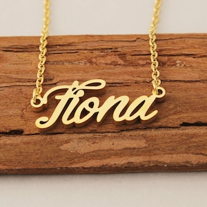 Name Necklace, Custom Fiona Name Necklace, Cursive Any Name on Necklace ...