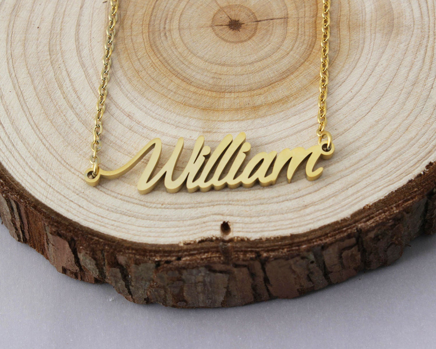 Name Necklace Custom Gold Plated Necklace William Name on - Etsy