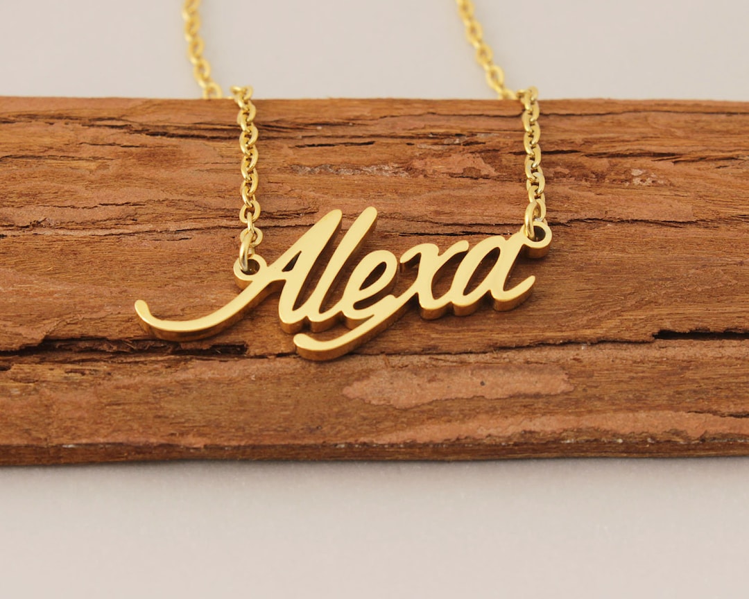 Name Necklace, Alexa Name Necklace Gold, Engraved Any Name on Necklace ...