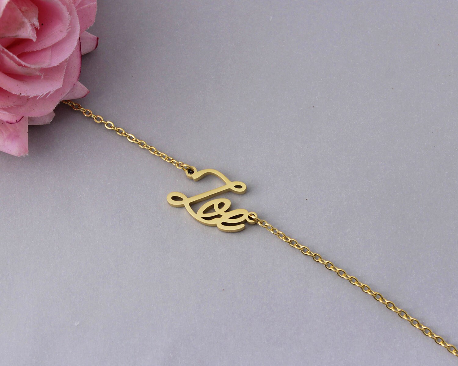 Name Necklace, Zoe Initial Name Necklace, Custom Jewelry With Gold ...
