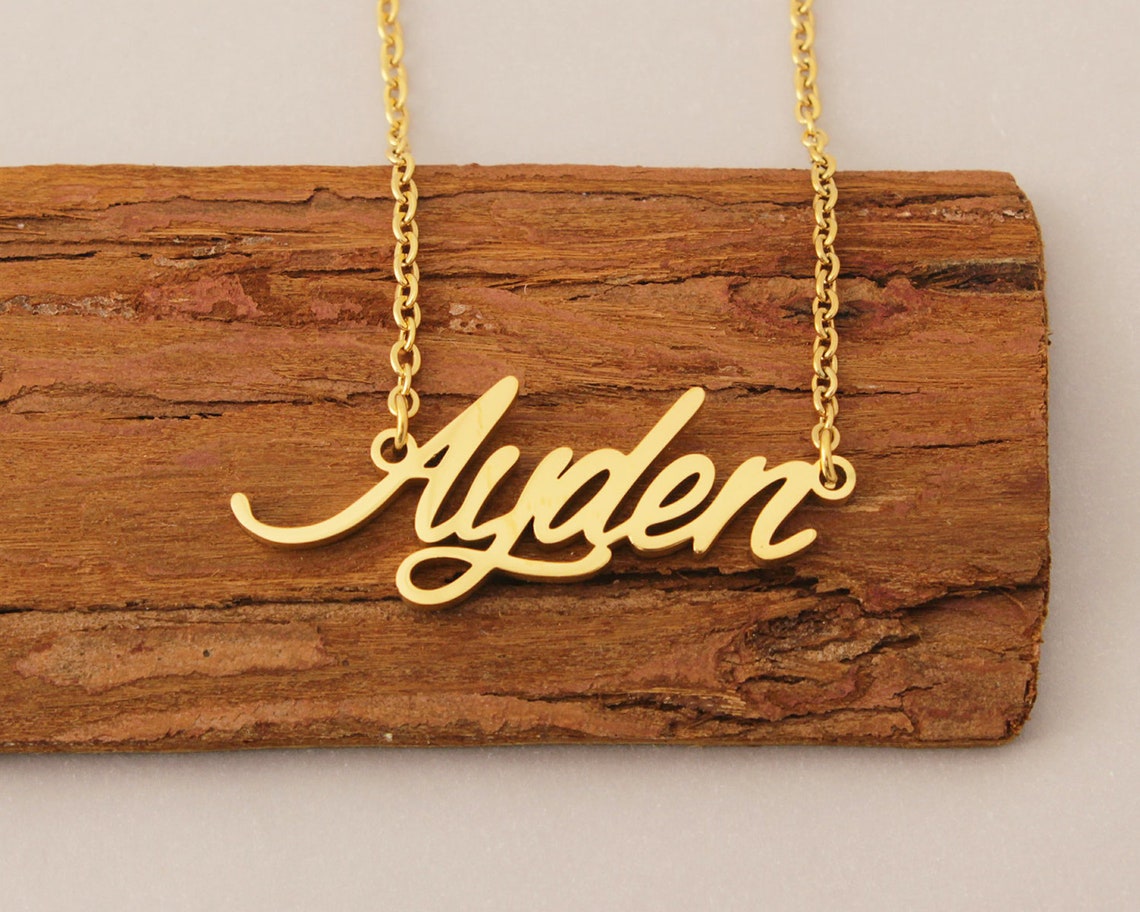 Custom Ayden Name Necklace, Personalized Necklace, Dinty Necklace ...