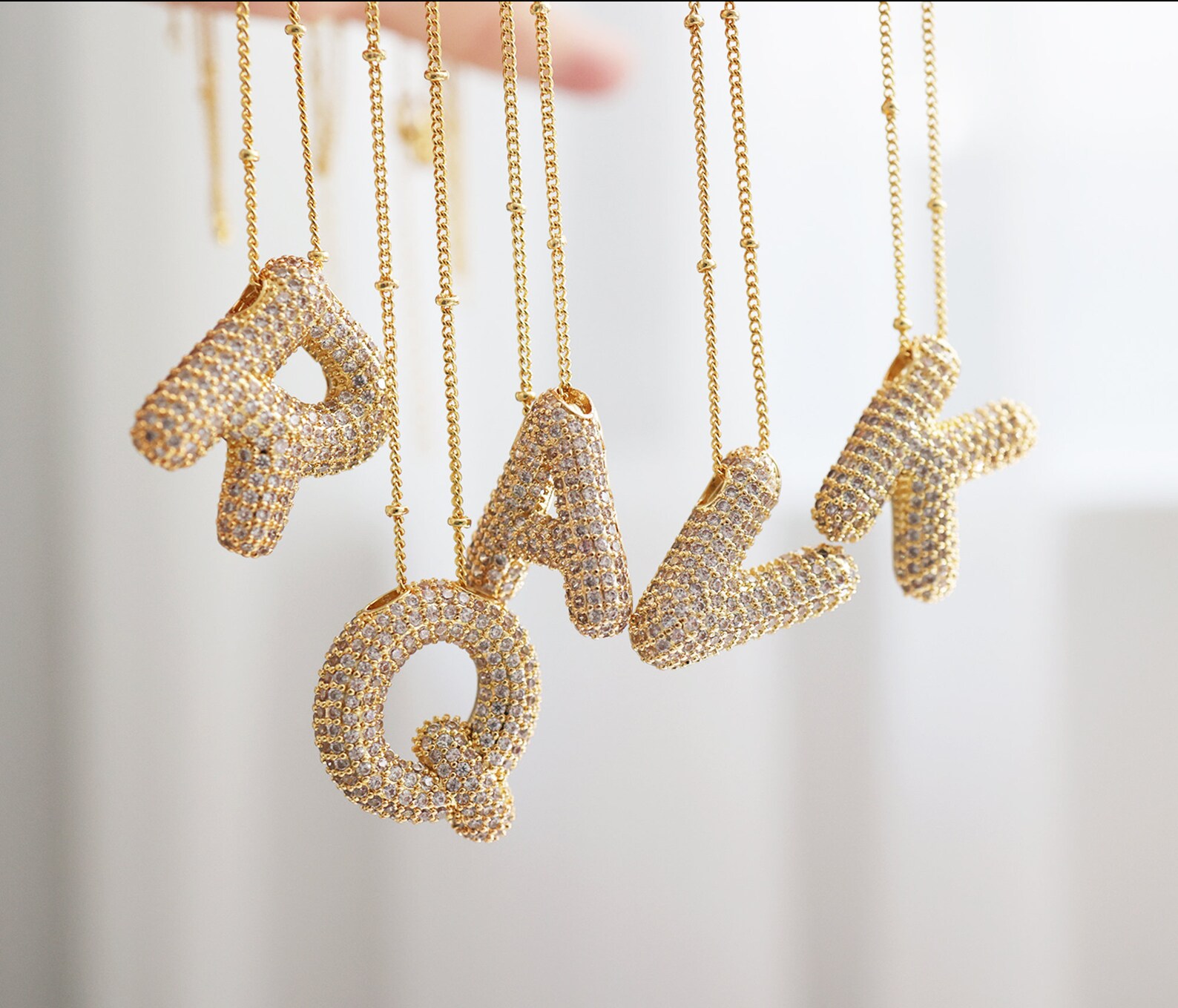 Bubble Name Necklace Gold, Bubble Letter Name Necklace Personalized, 3D ...