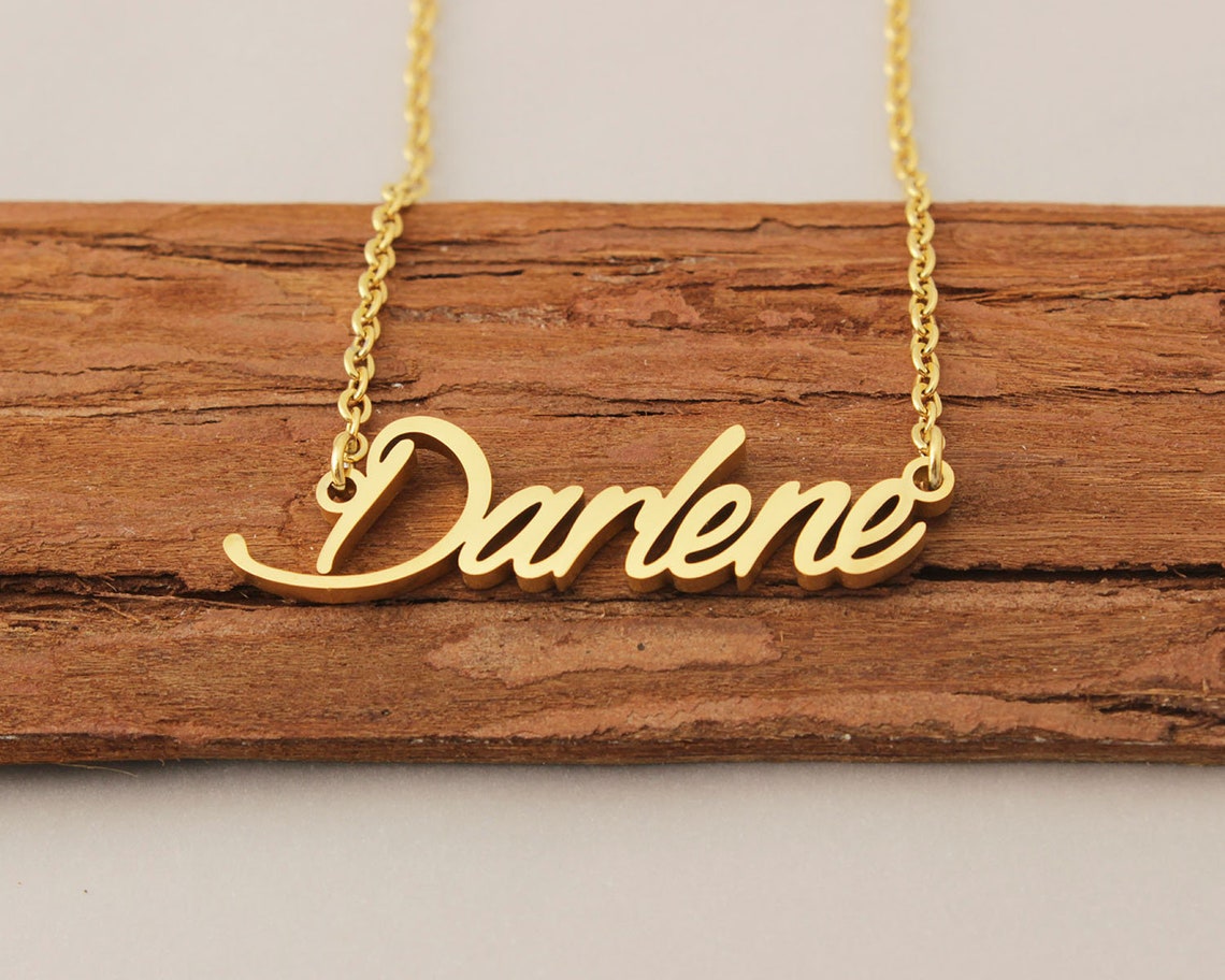 Darlene Name Necklace Custom Name Necklace Gold Initial - Etsy