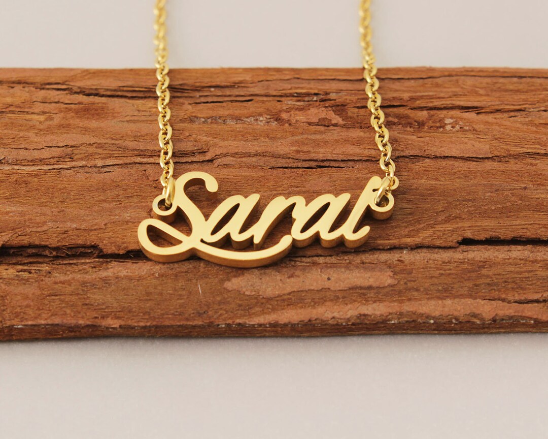 Sarai Name Necklace, Custom Name Necklace Gold, Couples Necklace ...