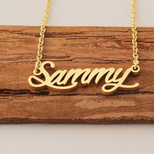 Name Necklace, Gold Plated Necklace for Sammy, Name Pendant ...