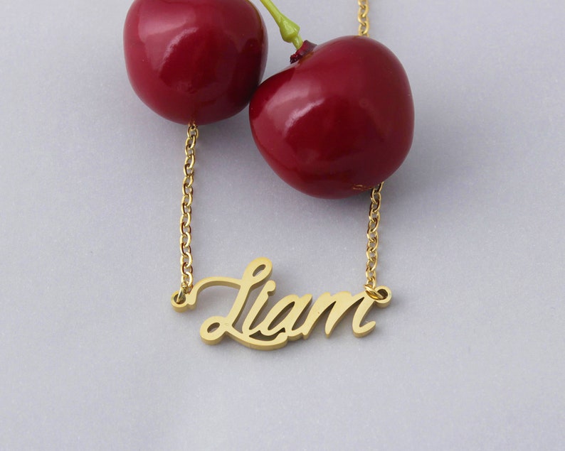 Custom Name Necklace Liam Nameplate Necklace Cursive Any - Etsy