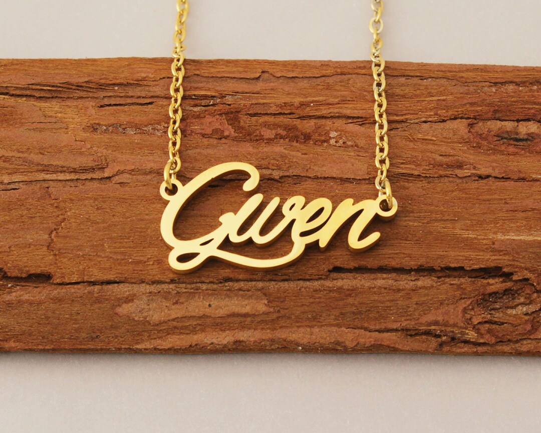 Name Necklace, Gwen Name Necklace Gold, Custom Letter Necklace, Tiny ...