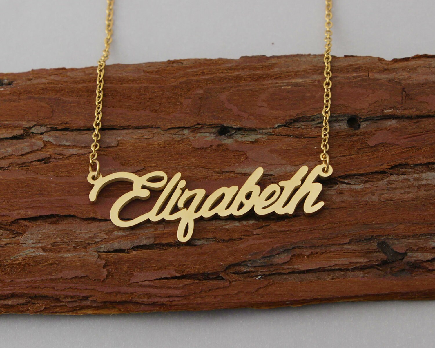 Custom Name Necklace Elizabeth Nameplate Necklace Necklace | Etsy