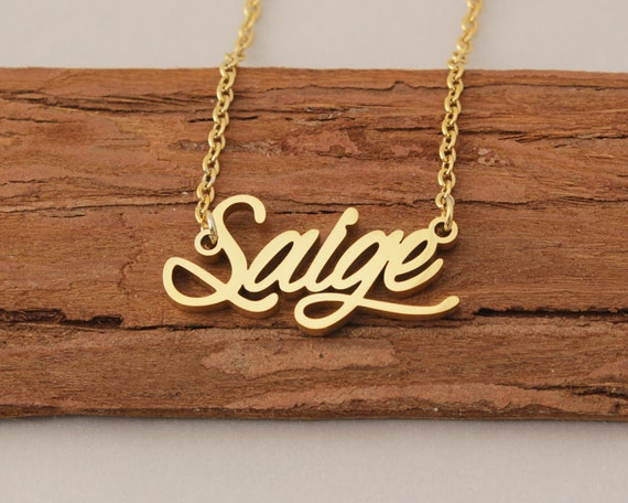 Custom Name Necklace Saige Name Necklace Gold Personalized - Etsy