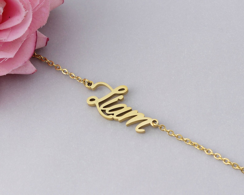 Custom Name Necklace Liam Nameplate Necklace Cursive Any - Etsy