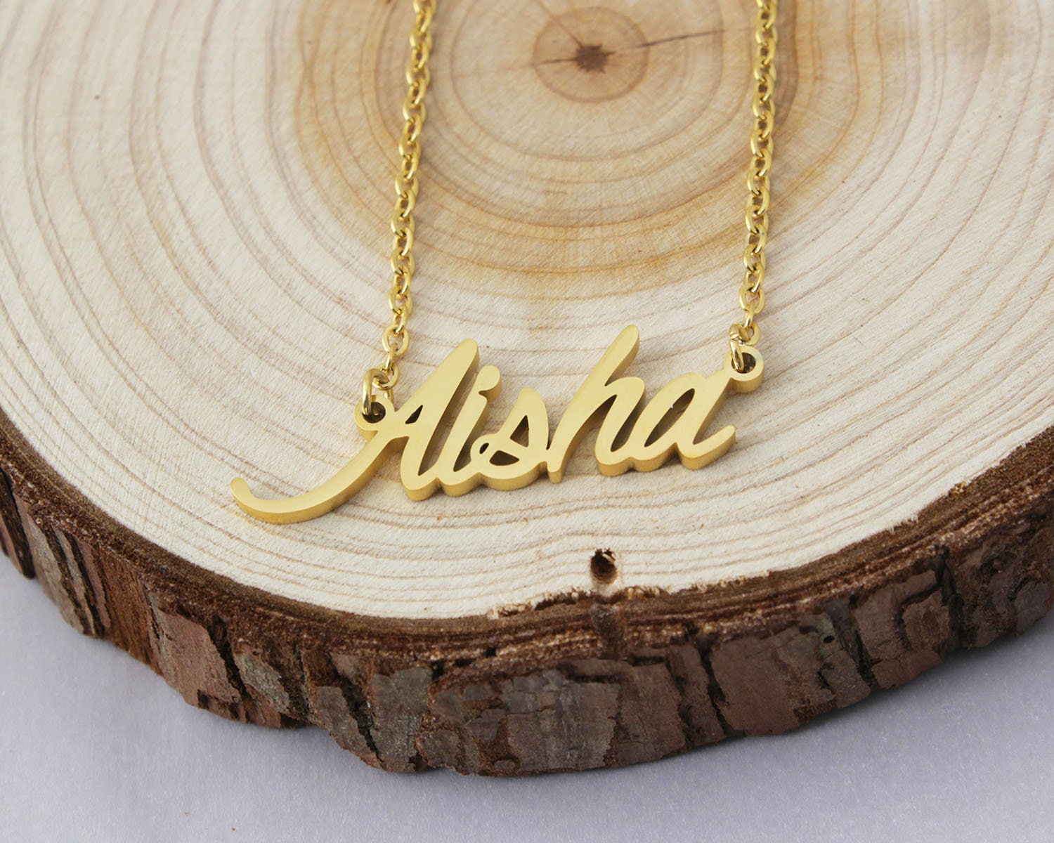 Name Necklace Custom Gold Plated Necklace Engraved Name | Etsy