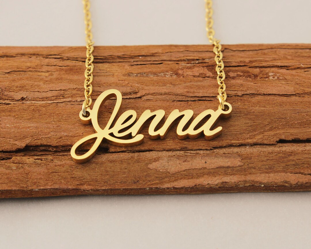Name Necklace, Custom Jenna Name Pendant, Engraved Letter Initial ...