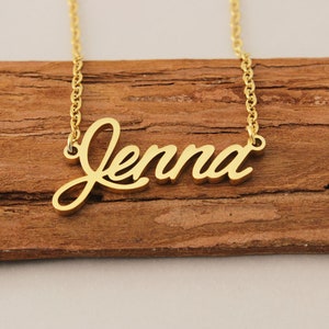 Name Necklace, Custom Jenna Name Pendant, Engraved Letter Initial ...