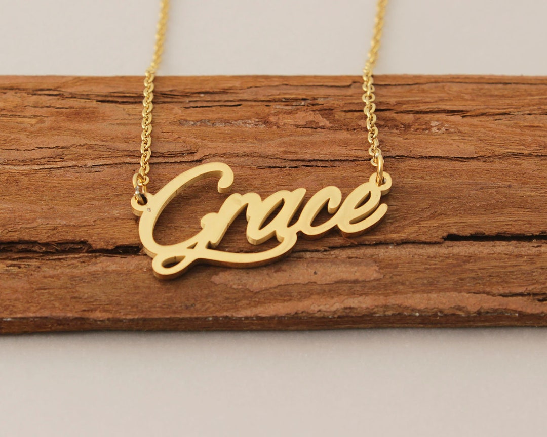 Name Necklace, Customized Necklace Gold Plated, Name Pendant, Tiny ...