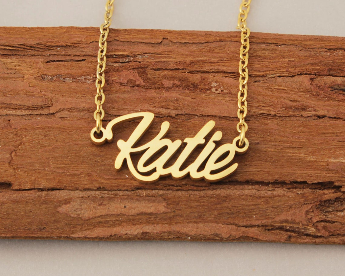Katie Name Necklace Nameplate Necklace Custom Necklaces for - Etsy