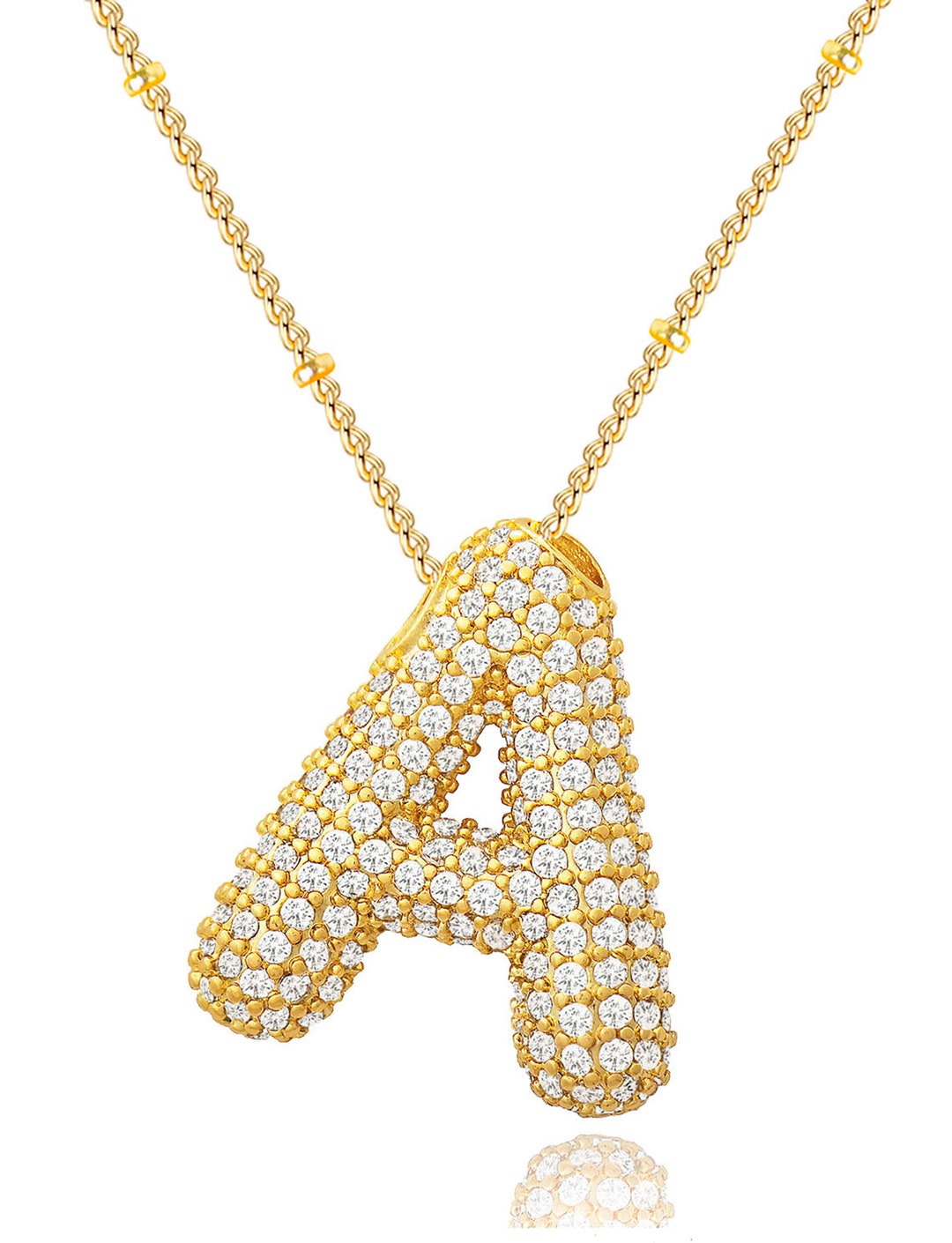Bubble Name Necklace Gold, Bubble Letter Name Necklace Personalized, 3D ...