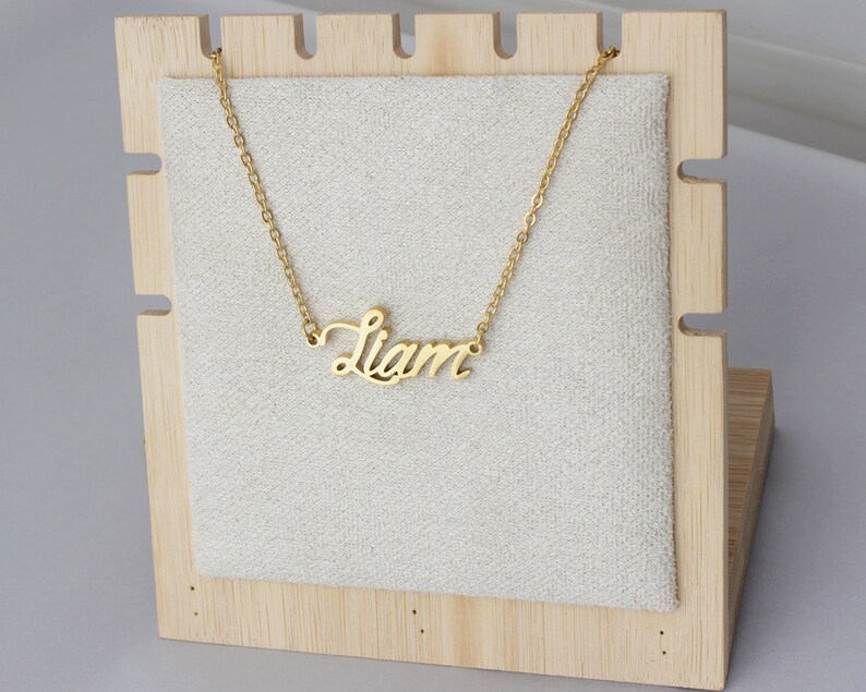Custom Name Necklace Liam Nameplate Necklace Cursive Any - Etsy