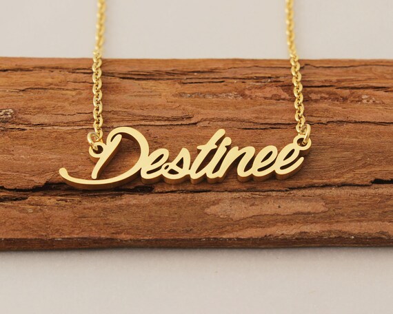 Destinee Name Necklace Dainty Necklace Personalized Name on - Etsy