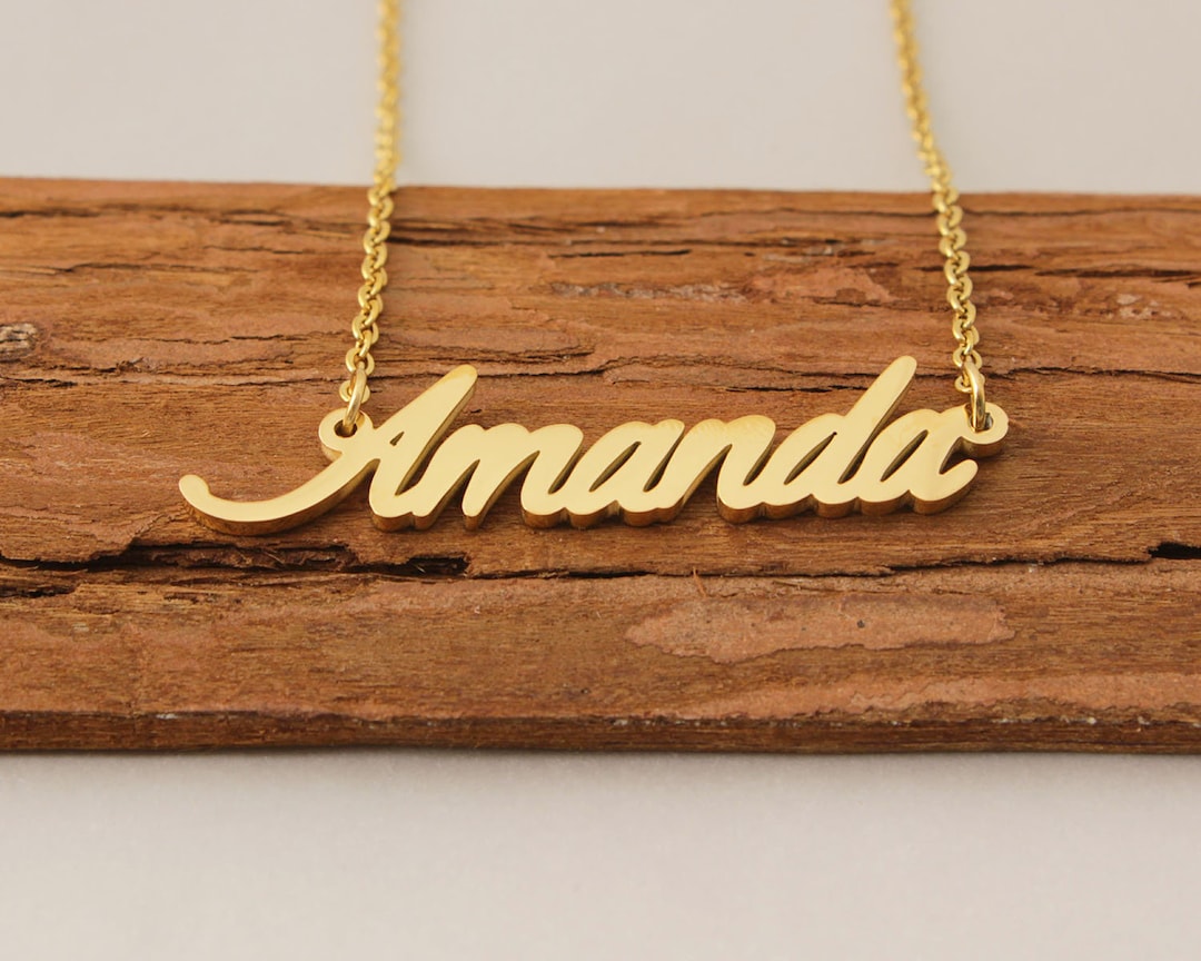 Amanda Name Necklace, Custom Initial Necklace, Name on Necklace, Kids ...