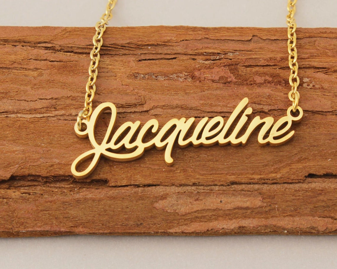 Name Necklace Jacqueline Gold Name Necklace Custom Necklace - Etsy UK