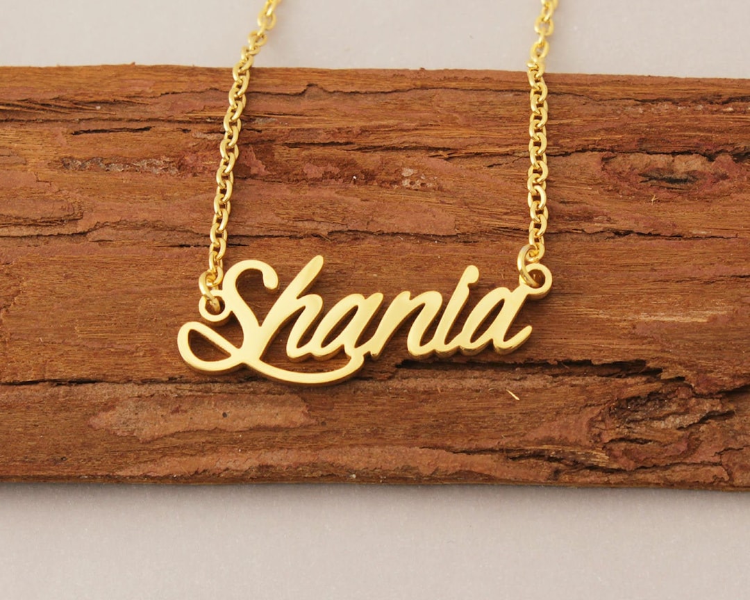 Custom Name Necklace, Shania Name Necklace Gold, Cursive Any Name on ...