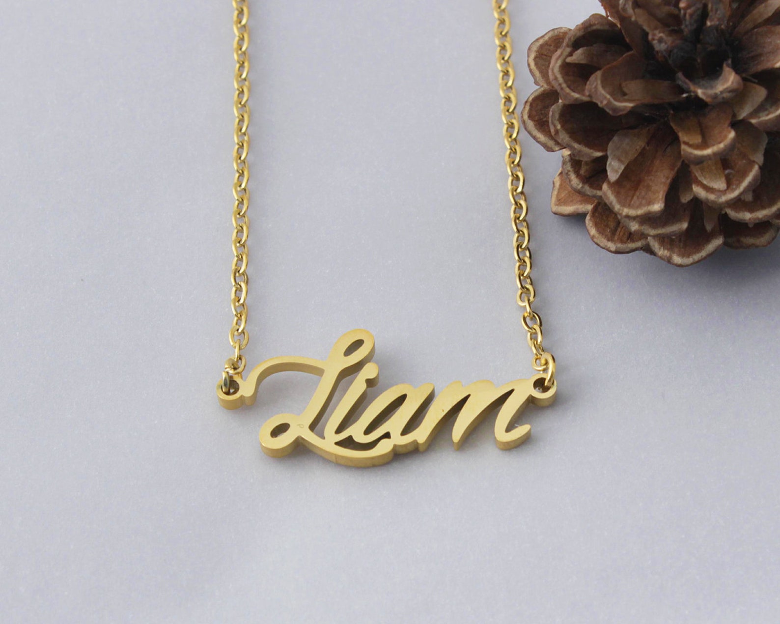 Custom Name Necklace, Liam Nameplate Necklace, Cursive Any Name ...