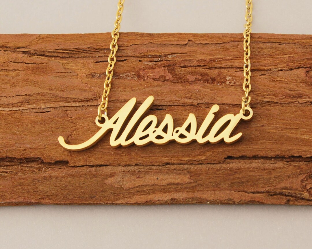 Custom Name Neckalce, Alessia Name Necklace Gold, Necklaces for Women ...
