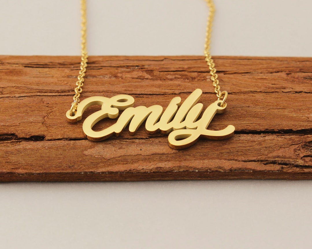 Personalized Name Necklace, Emily Gold Plated Necklace, Name Pendant ...