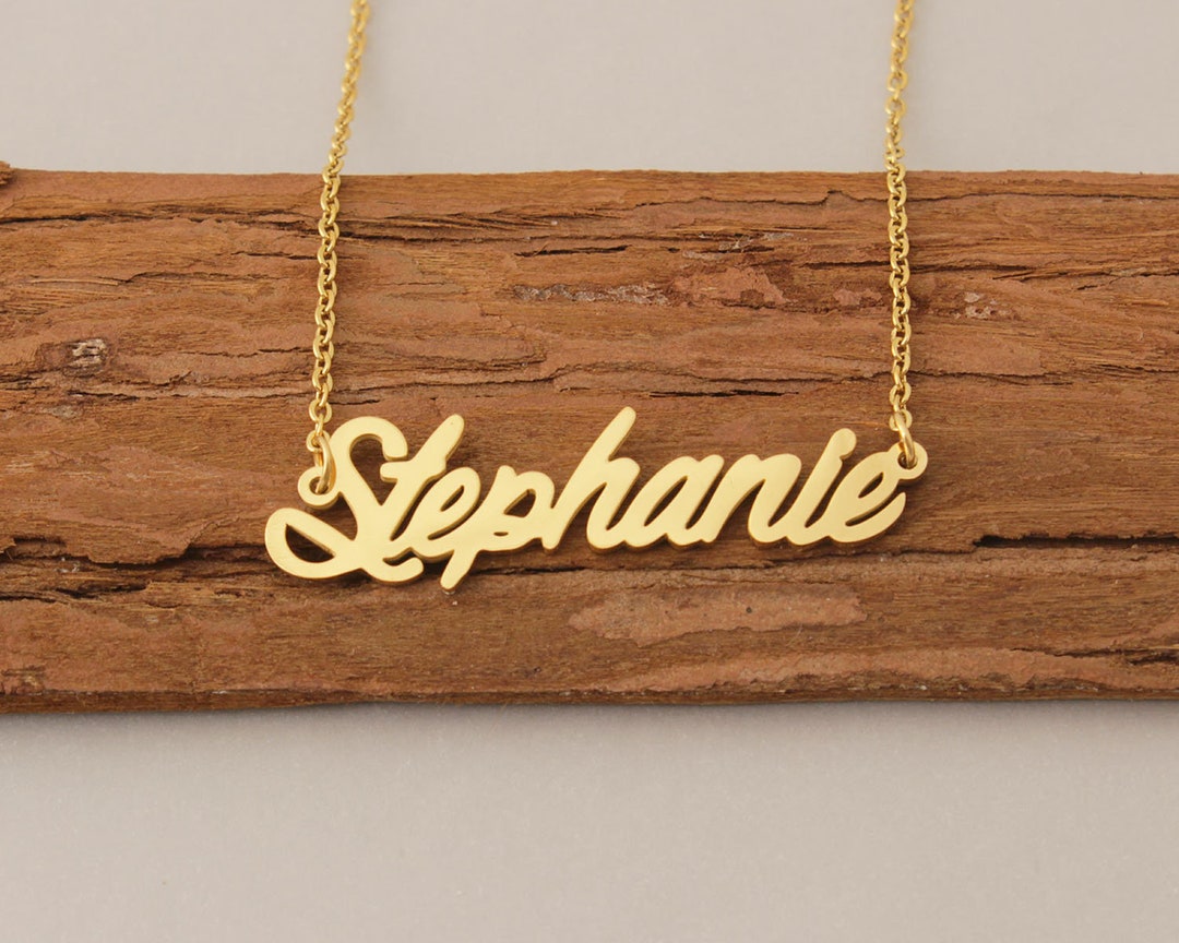 Name Necklace, Personalized Stephanie Name Necklace, Name Necklace Gold ...