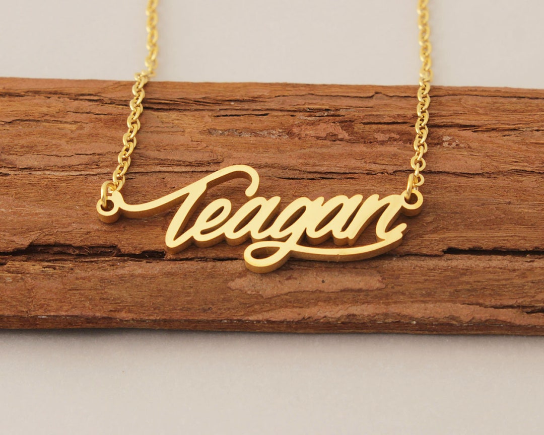 Name Necklace, Customized Teagan Necklace, Gold Plated Necklace ...