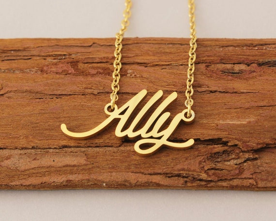 Name Necklace Custom Ally Name Necklace Minimalist Necklace - Etsy