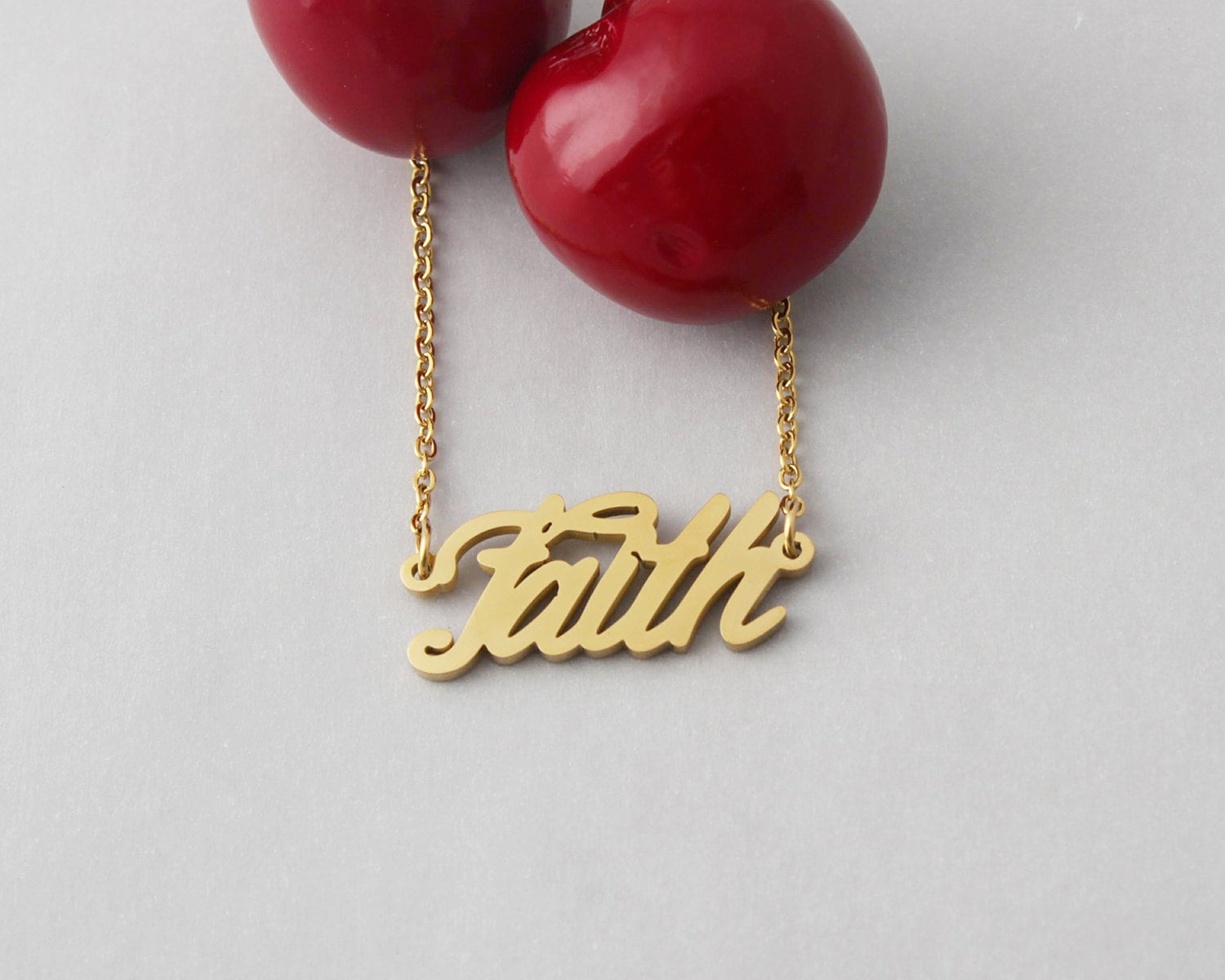 Name Necklace Custom Faith Name Pendant Minimalist Necklace | Etsy